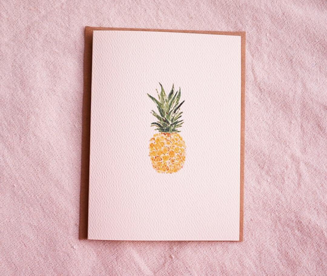 Set of Pineapple Blank Note Card With Envelope - Tropical Blank Note ...