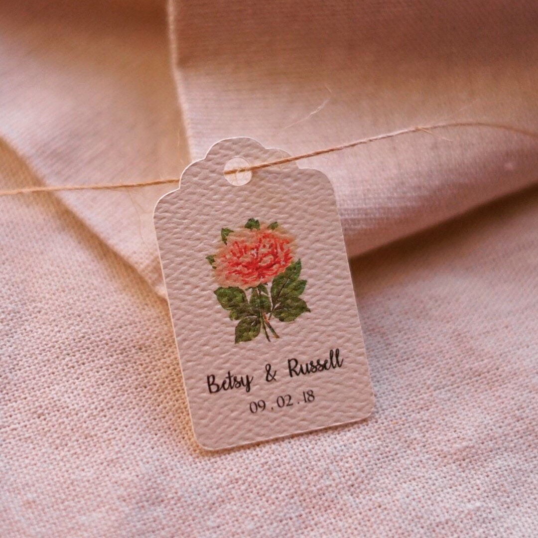 Personalized Peony Favor Tag - Peony Wedding Favor Tag - Peony Bridal ...