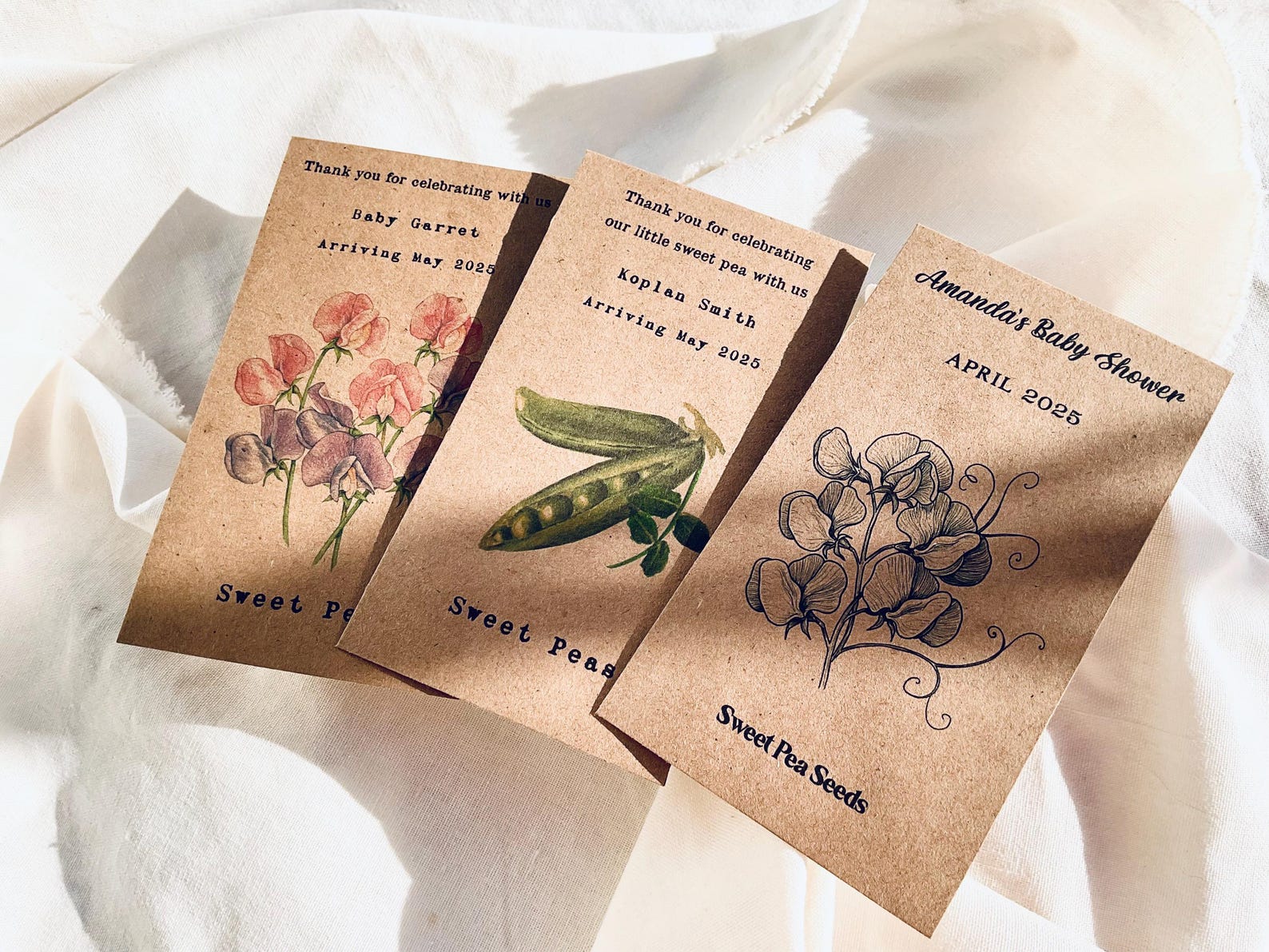 Custom Sweet Pea Seed Packets – Baby Shower Favors, Birthday Party ...