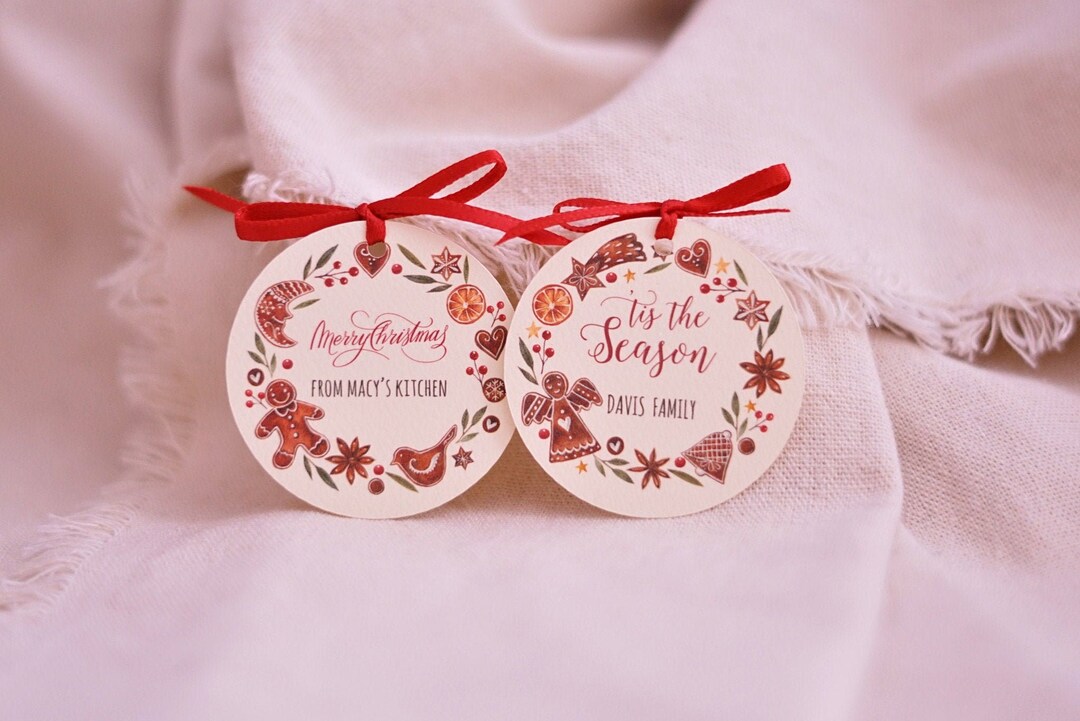 Personalized Round Christmas Gift Tags - Gingerbread Cookies Gift Tag ...