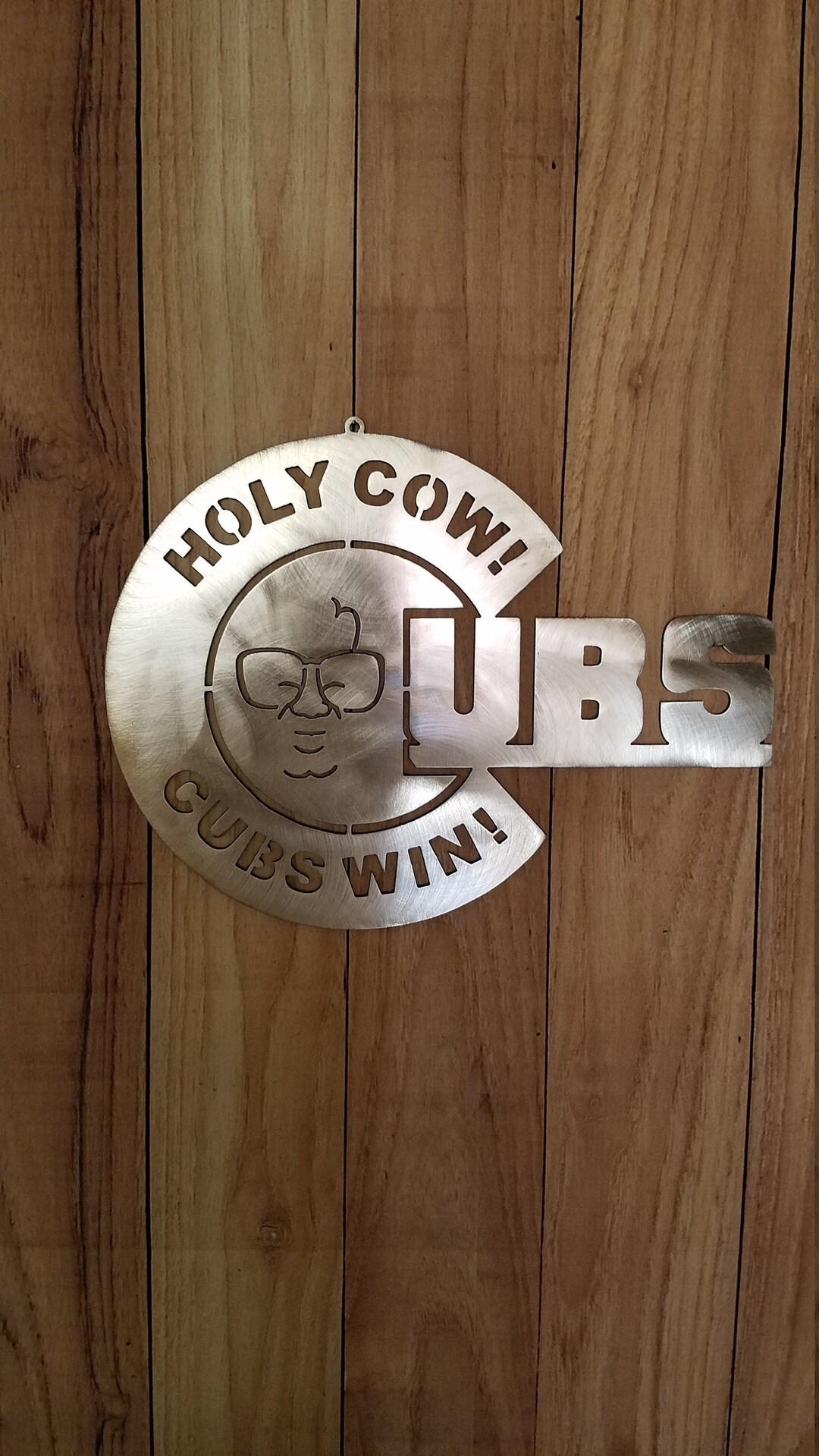 Holy Cow Cubs Win, Harry Caray, Chicago Cubs Base Ball Logo, Metal Art ...
