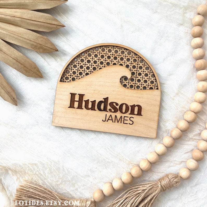 Rattan Wave Baby Name Sign Wooden Baby Name Sign Tropical - Etsy
