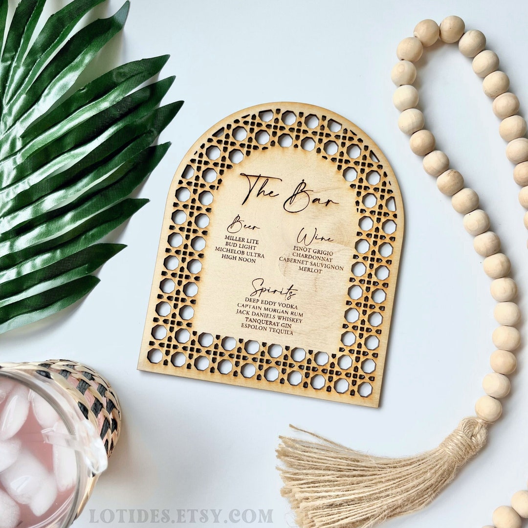 Rattan Arch Bar Sign Boho Bar Sign, Tropical Bar Sign, Cane Bar Sign ...