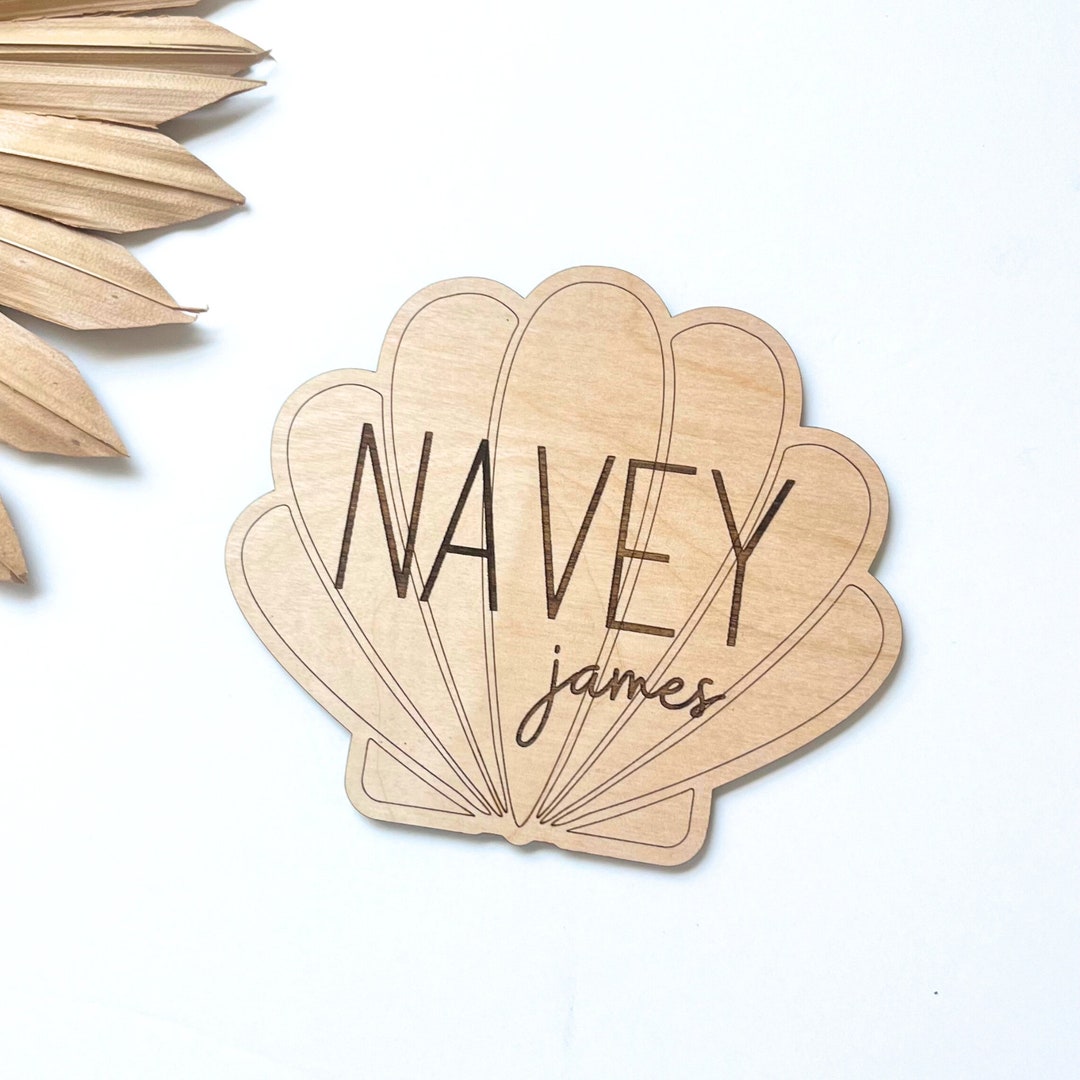Seashell Baby Name Announcement Sign, Tropical Beachy Ocean Baby ...