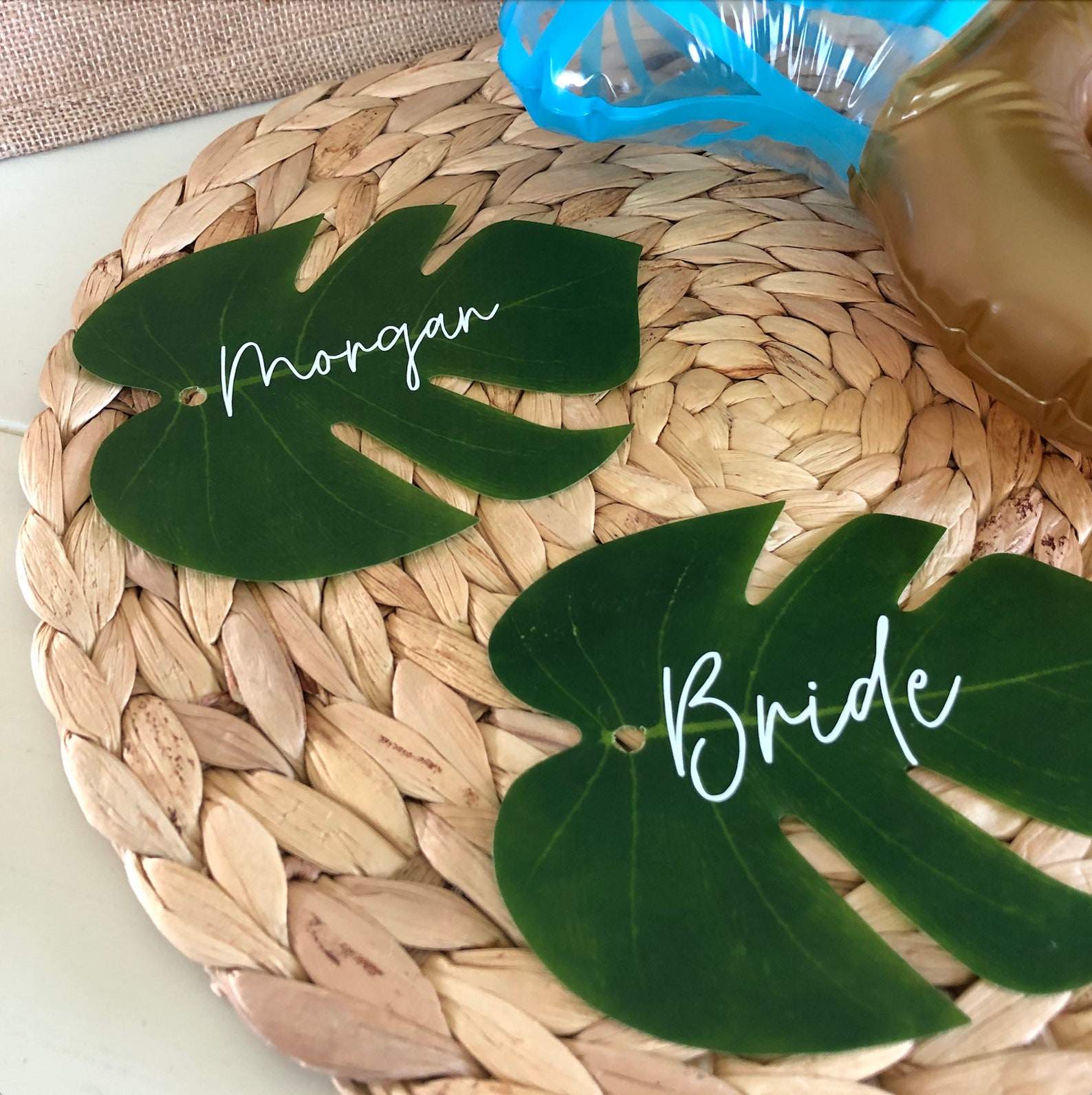 Palm Leaf Name Tag Monstera Name Tag for Bags Tropical - Etsy