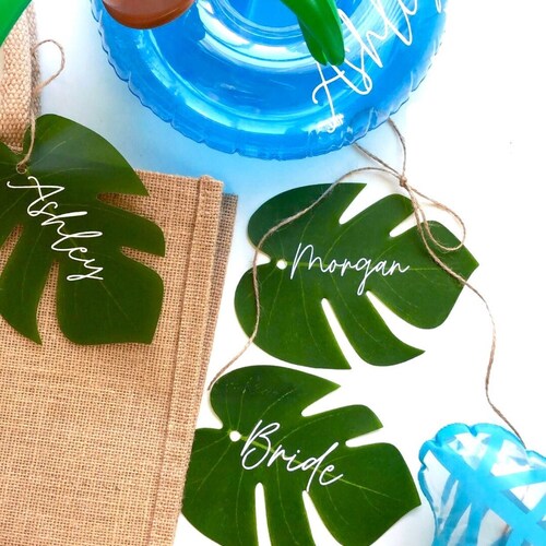 Palm Leaf Name Tag Monstera Name Tag for Bags Tropical - Etsy
