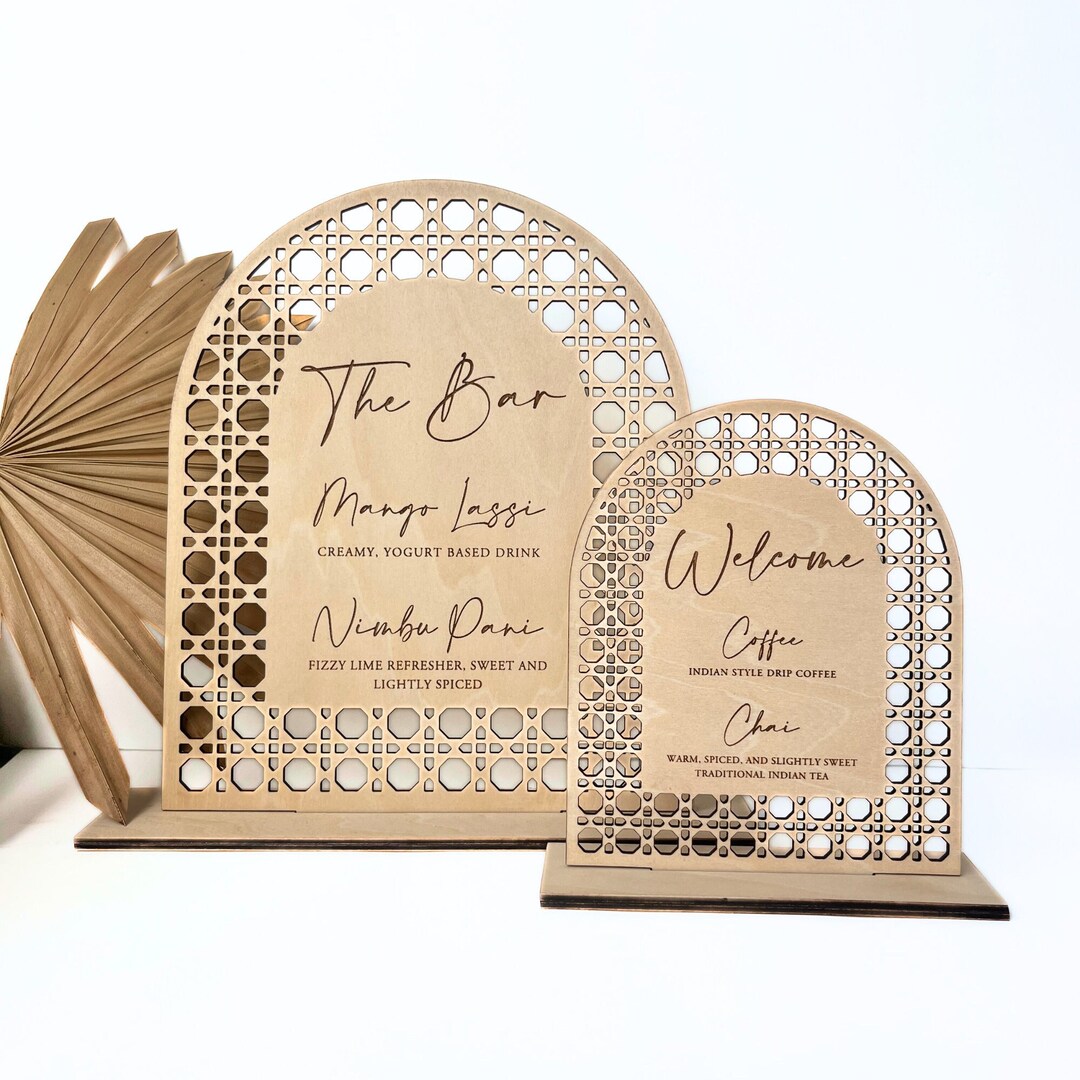Rattan Arch Event Signage- Boho Bar Sign, Tropical Bar Sign, Cane Bar ...
