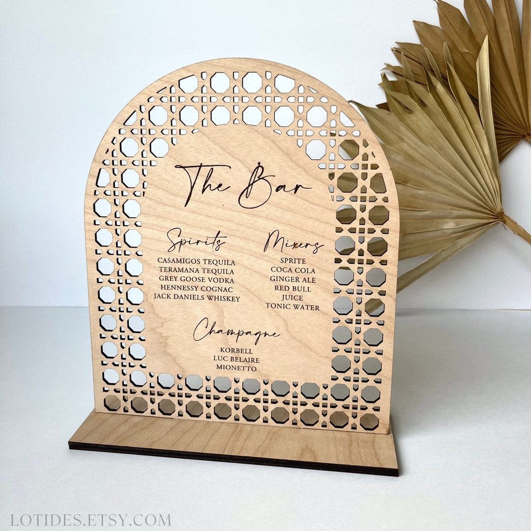 Rattan Arch Bar Sign Boho Wedding Bar Sign, Tropical Bar Sign, Cane Bar ...