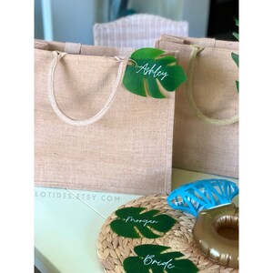 Palm Leaf Name Tag- Monstera Name Tag for Bags, Tropical Bachelorette ...
