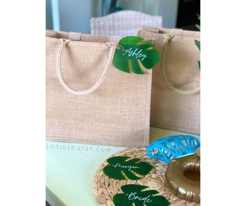 Palm Leaf Name Tag Monstera Name Tag for Bags Tropical - Etsy