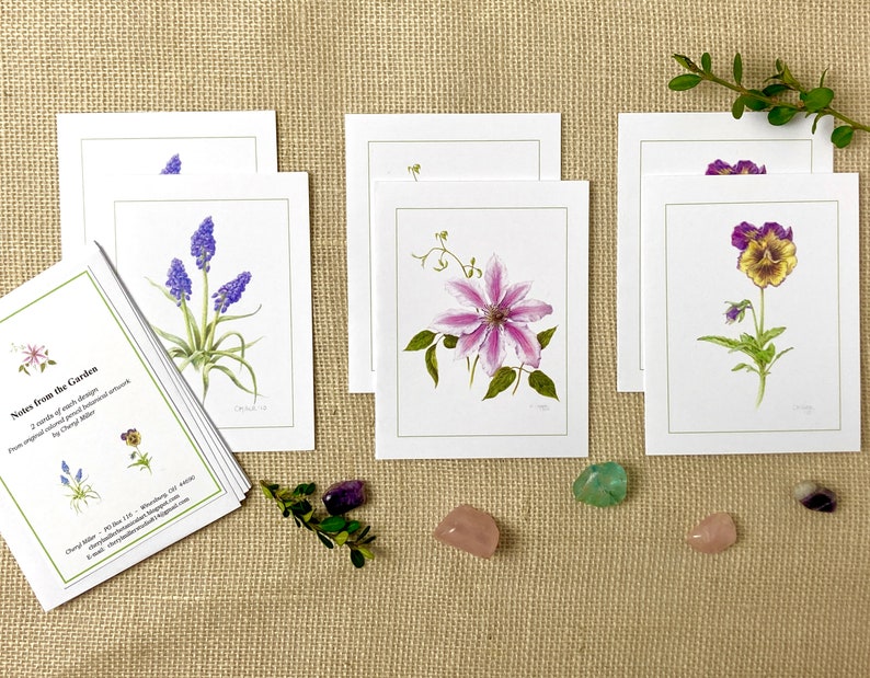 Notes From the Garden Blank Botanical Note Cards Package of 6 2 Each of ...