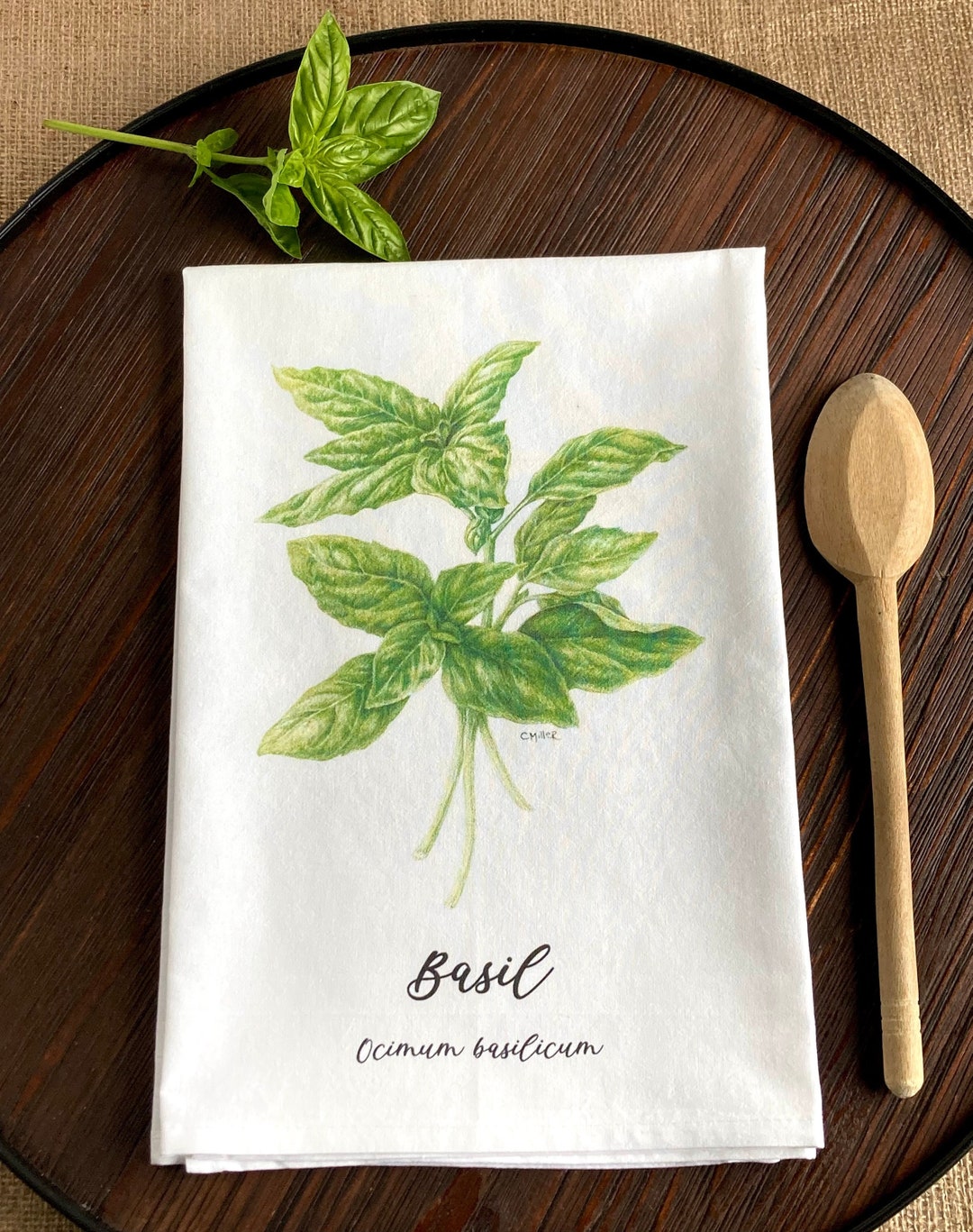 Basil Flour Sack Tea Towel-herb Tea Towel-gift for Cook-art by ...