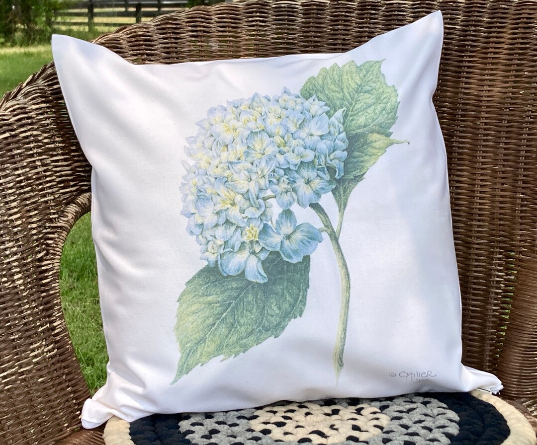 Blue Hydrangea Pillow Cover-cotton Canvas Pillow Case-summer Decor ...