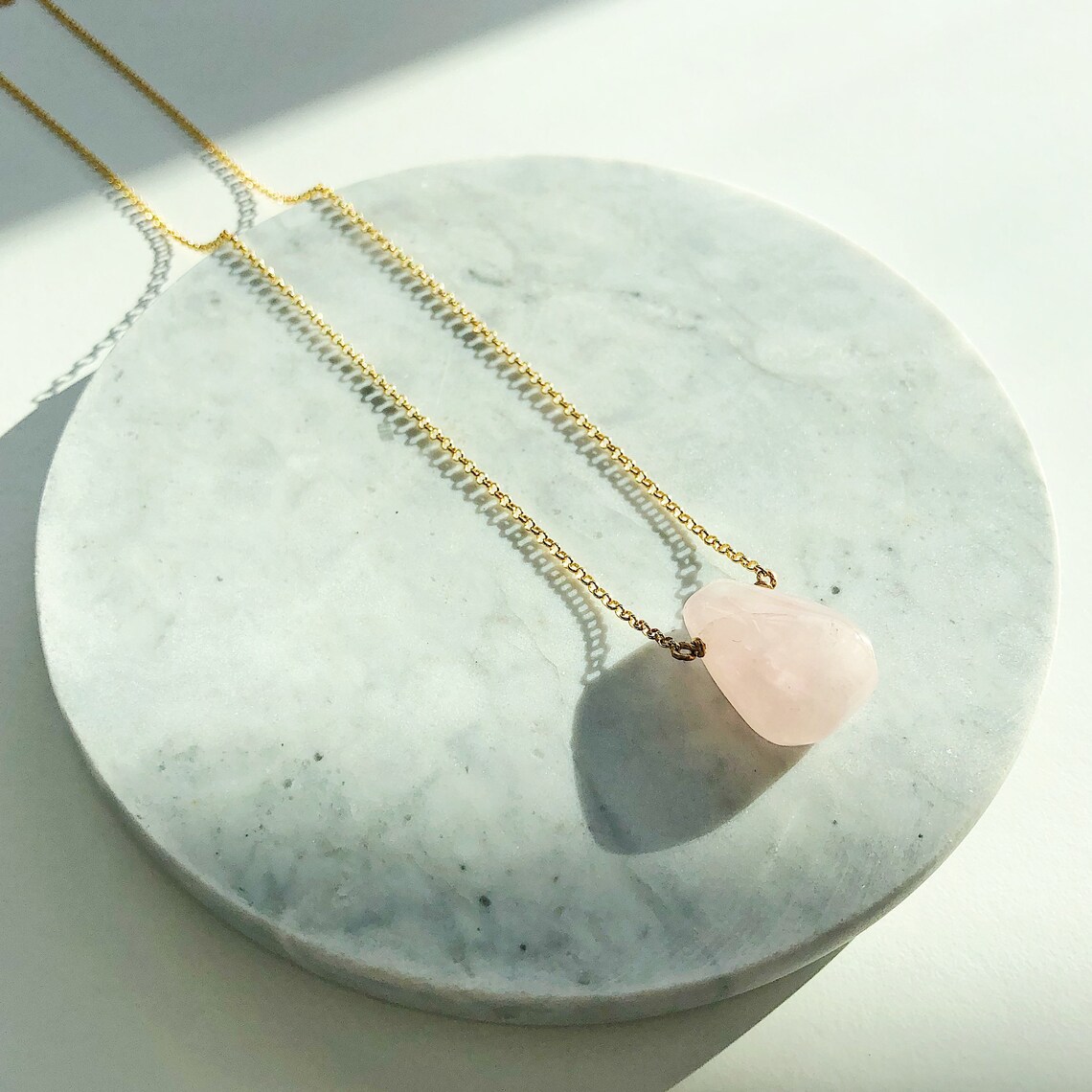 Rose Quartz Hand-cut Teardrop Necklace on Sterling Silver or - Etsy