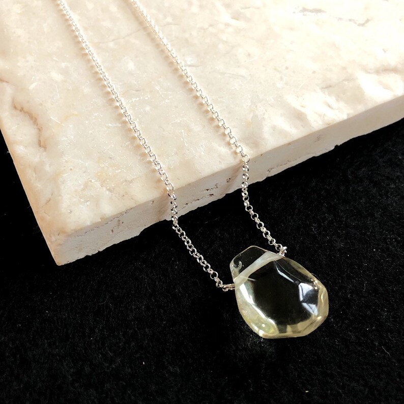 Light Yellow Lemon Topaz Hand-cut Teardrop Necklace on Sterling Silver ...