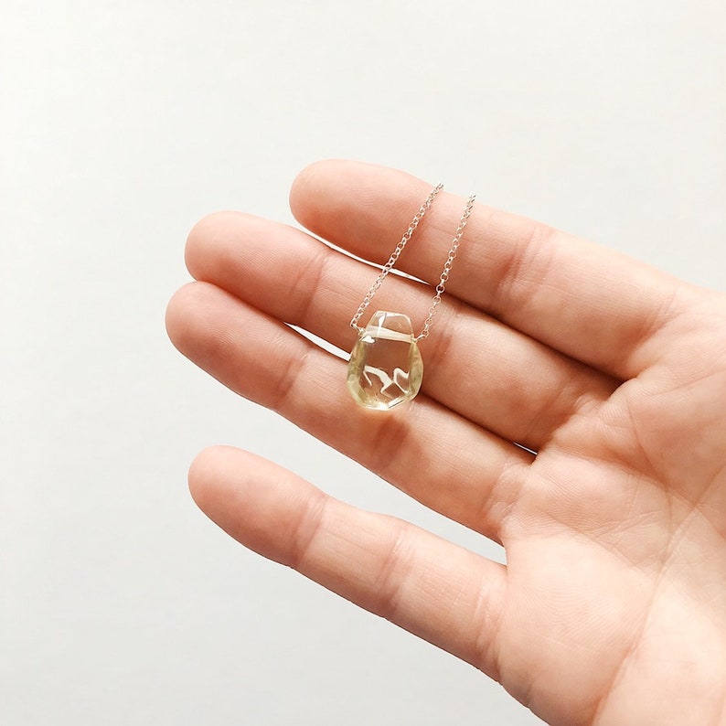 Light Yellow Lemon Topaz Hand-cut Teardrop Necklace on Sterling Silver ...