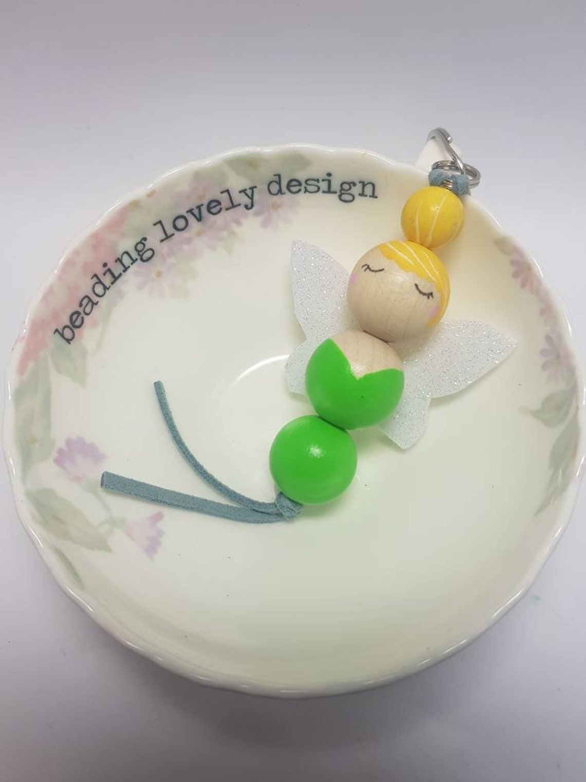 Tinkerbell Keyring Unique Hand-painted Wooden Beads | Etsy