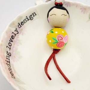 Beaded Ladies, Hand-painted Wooden Bead Keyring, Doll Keyring. - Etsy