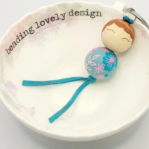 Beaded Ladies, Hand-painted Wooden Bead Keyring, Doll Keyring. - Etsy