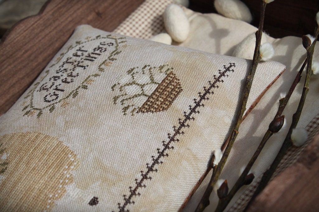 Easter Greetings / Primitive Cross Stitch Pattern / PDF | Etsy