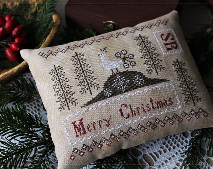 Merry Christmas / Primitive Cross Stitch Pattern - Etsy
