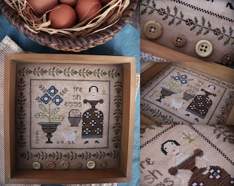 Easter Greetings / Primitive Cross Stitch Pattern / PDF | Etsy