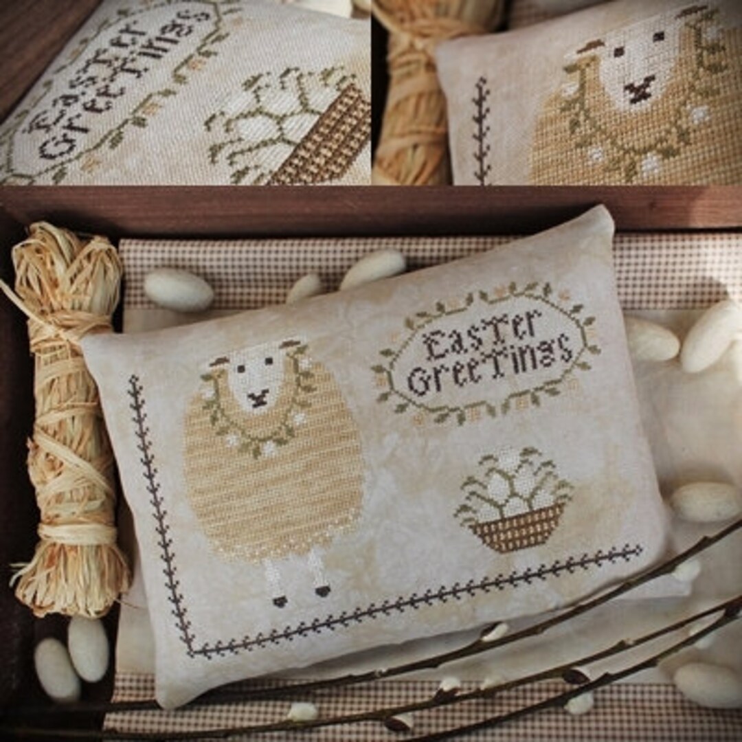 Easter Greetings / Primitive Cross Stitch Pattern / PDF - Etsy