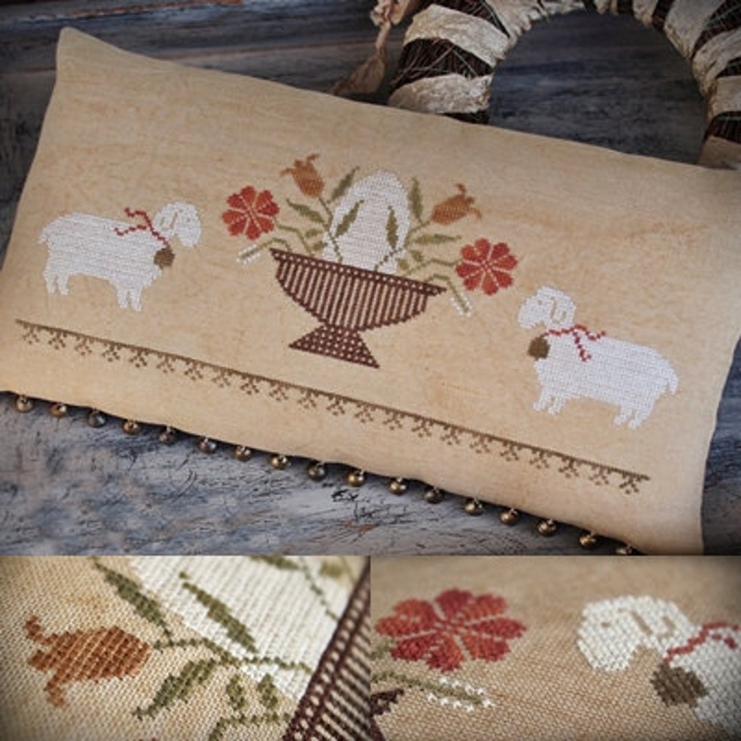 Easter Lamb Pillow / Primitive Cross Stitch Pattern / PDF - Etsy