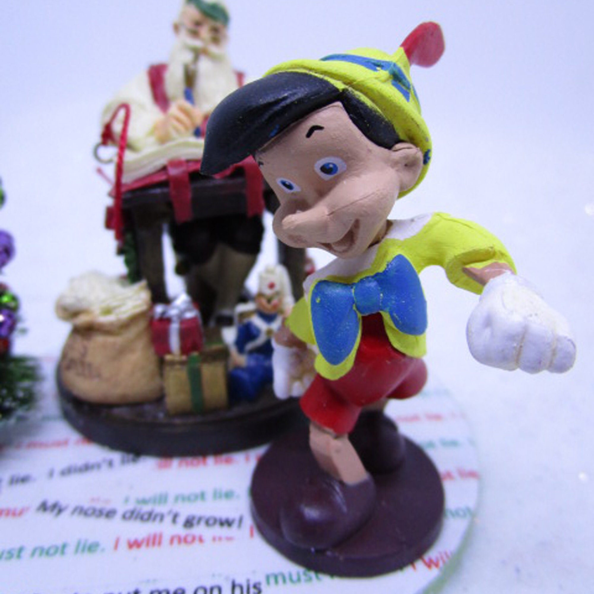 Pinocchio Ornament; Pinocchio and Santa Ornament