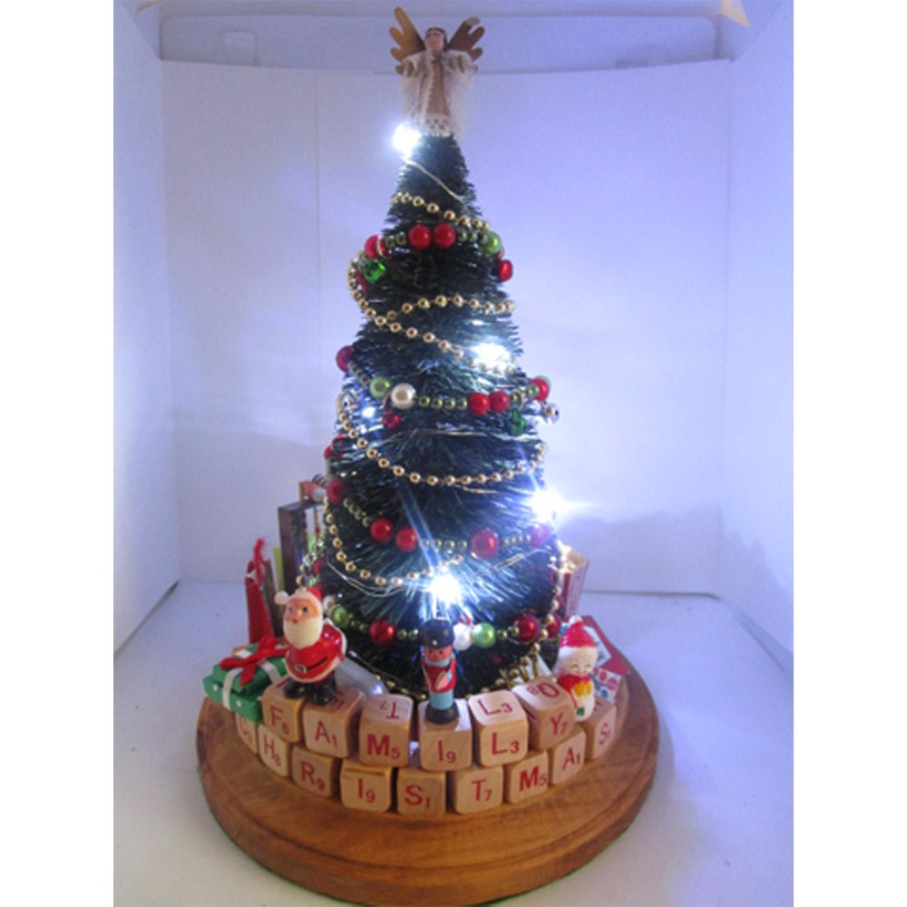Personalized Miniature Decorated Christmas Tree - Tabletop Chirstmas ...