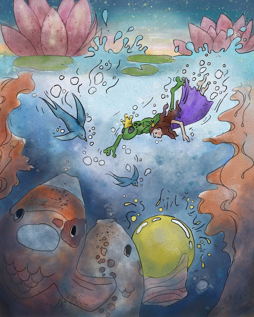 The Frog Prince (print) Frog Princess Fantasy Fairy Tale Art - Etsy