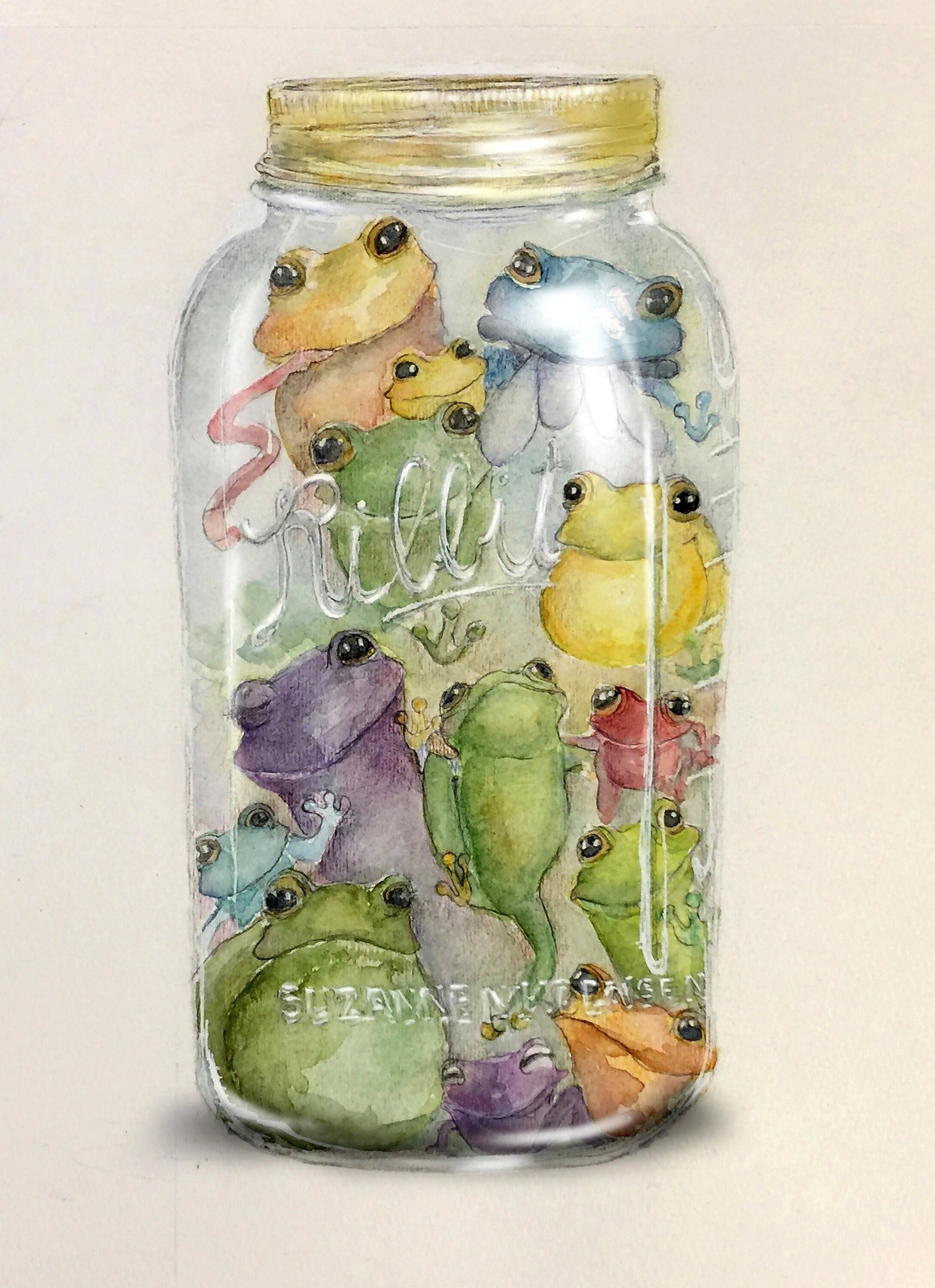 The Great Escape (print) Frogs Canning Glass Jar - Etsy