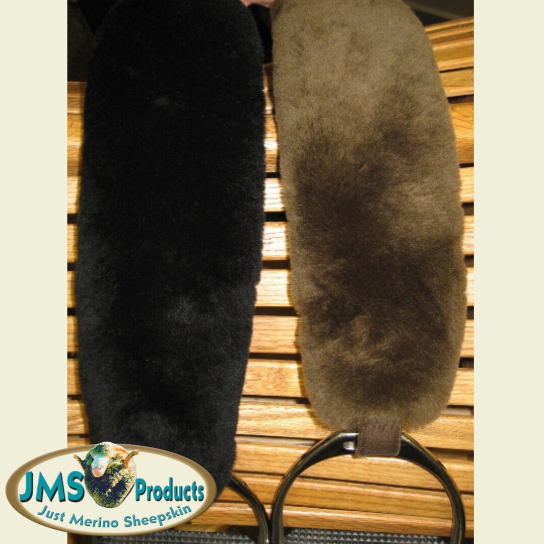 One Pair JMS MERINO Sheepskin Stirrup Strap Covers Fits 2" Wide FLAT ...