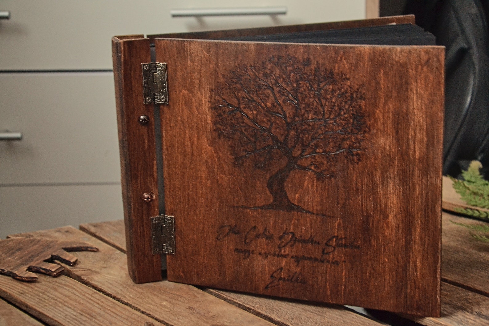 Wooden Photo Album With Tree, Personalized Photoalbum, Personalized ...