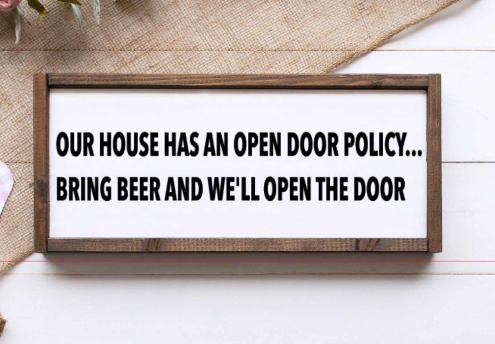Open Door Policy/Bring Beer Funny Farmhouse Style Wood Sign | Etsy