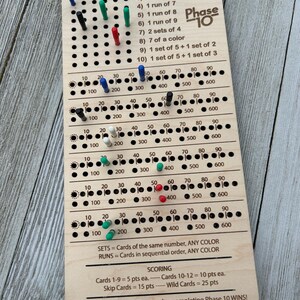 Phase 10 Scoreboard - Tracks Phases & Points - Wooden Game Night ...