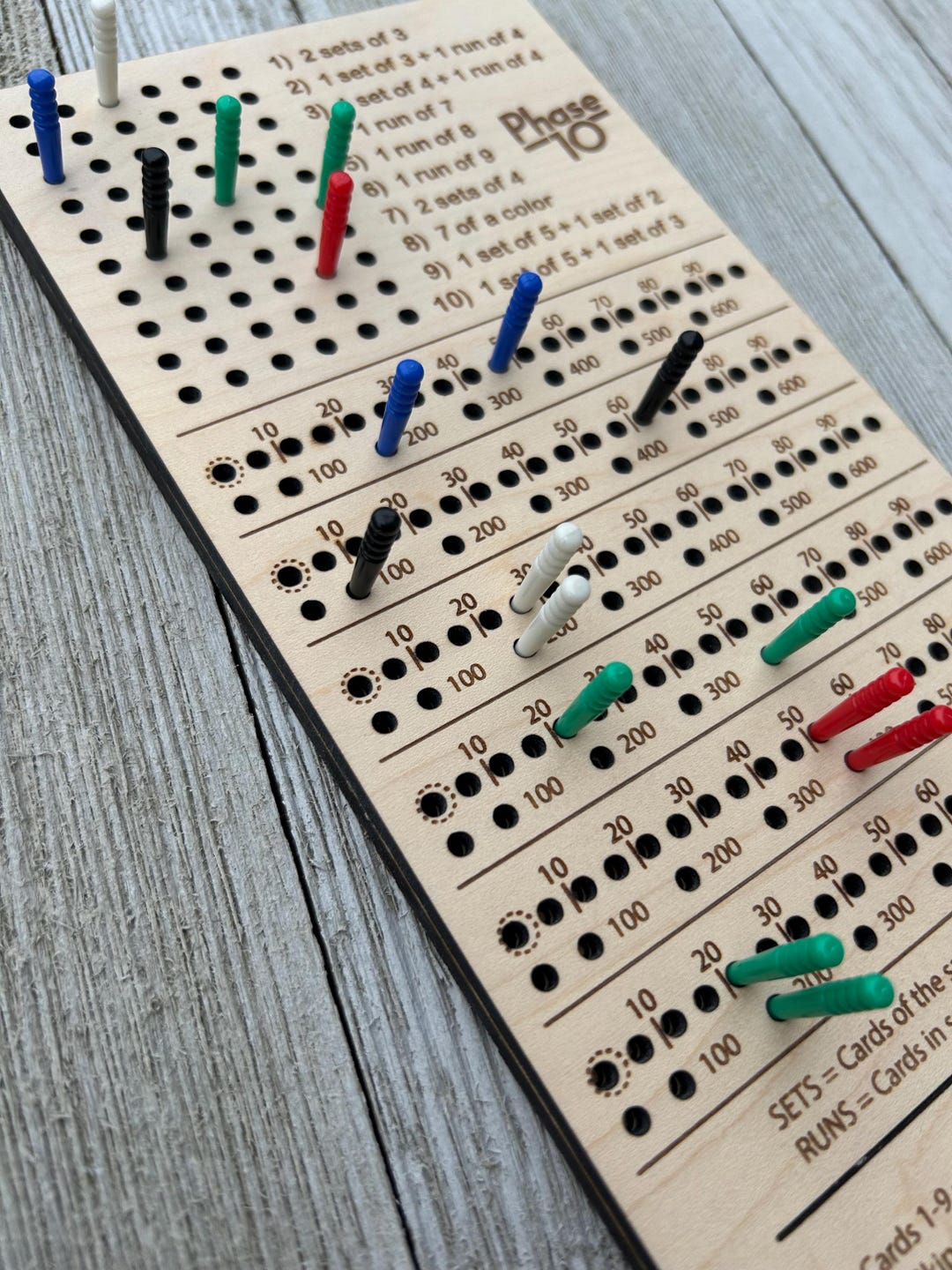 Phase 10 Scoreboard - Tracks Phases & Points - Wooden Game Night ...