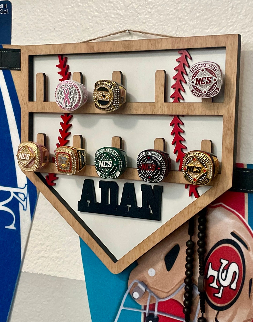 Personalized Little League Baseball Ring Holder - Custom Wooden Display ...