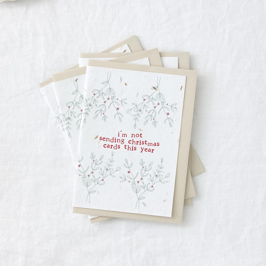 Set of 4 Not Sending Christmas Cards Floral Plantable Seeded Greetings ...