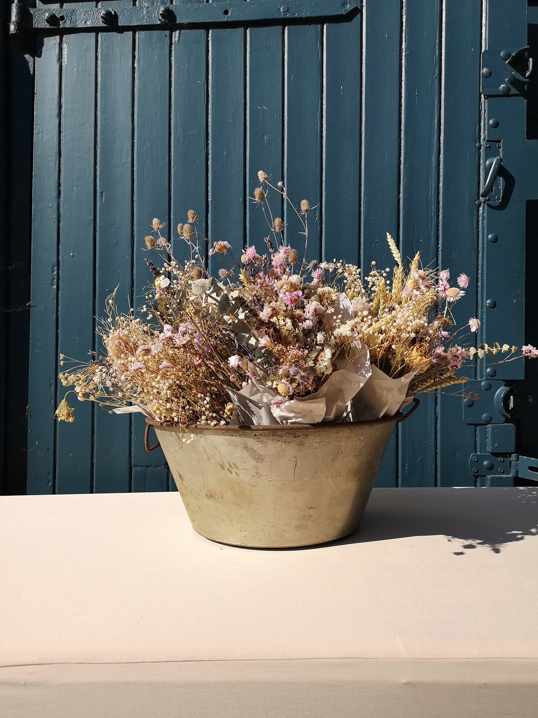 Antique Zinc Plated Steel Buckets Planters Metal Large Heavy Duty ...