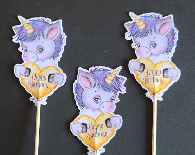 Unicorn Cupcake Toppers Unicorn Birthday Girl First Birthday Cupcake ...