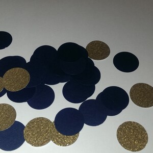 Navy and Gold Confetti- Round Confetti- Bridal Shower Decor- Navy and ...