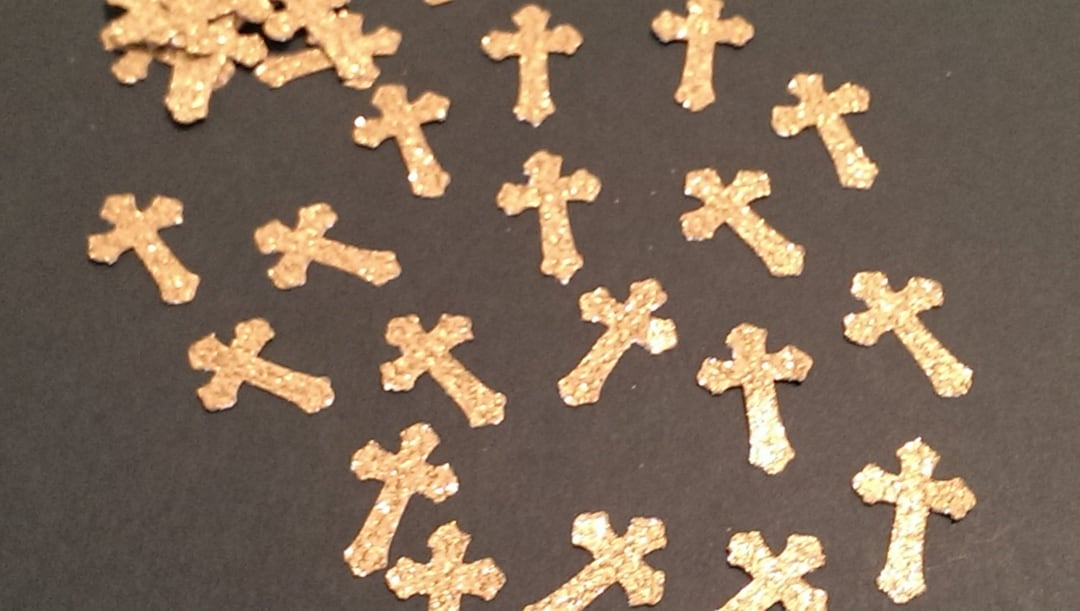 Golden Cross Confetti- Cross Confetti- Bridal Shower Decor- First ...