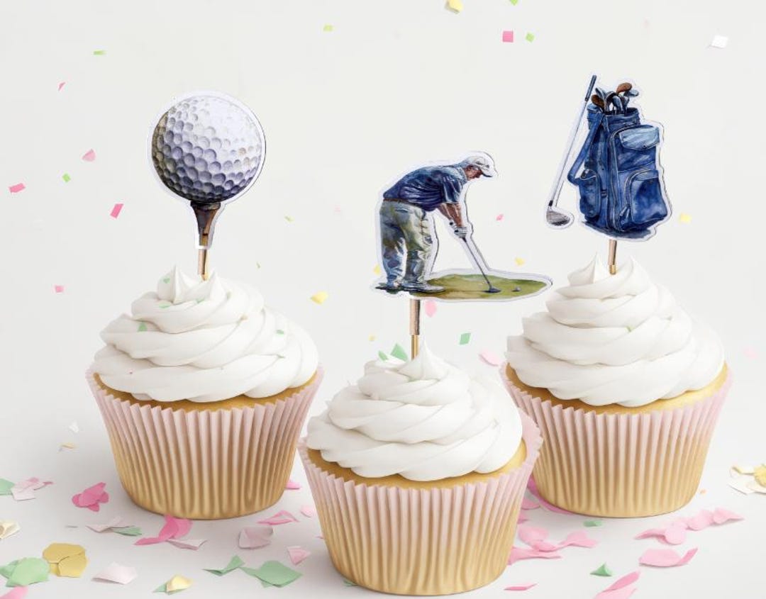 Golf Cupcake Toppers, Golfers Party, Theme Birthday Decor, Golf ...