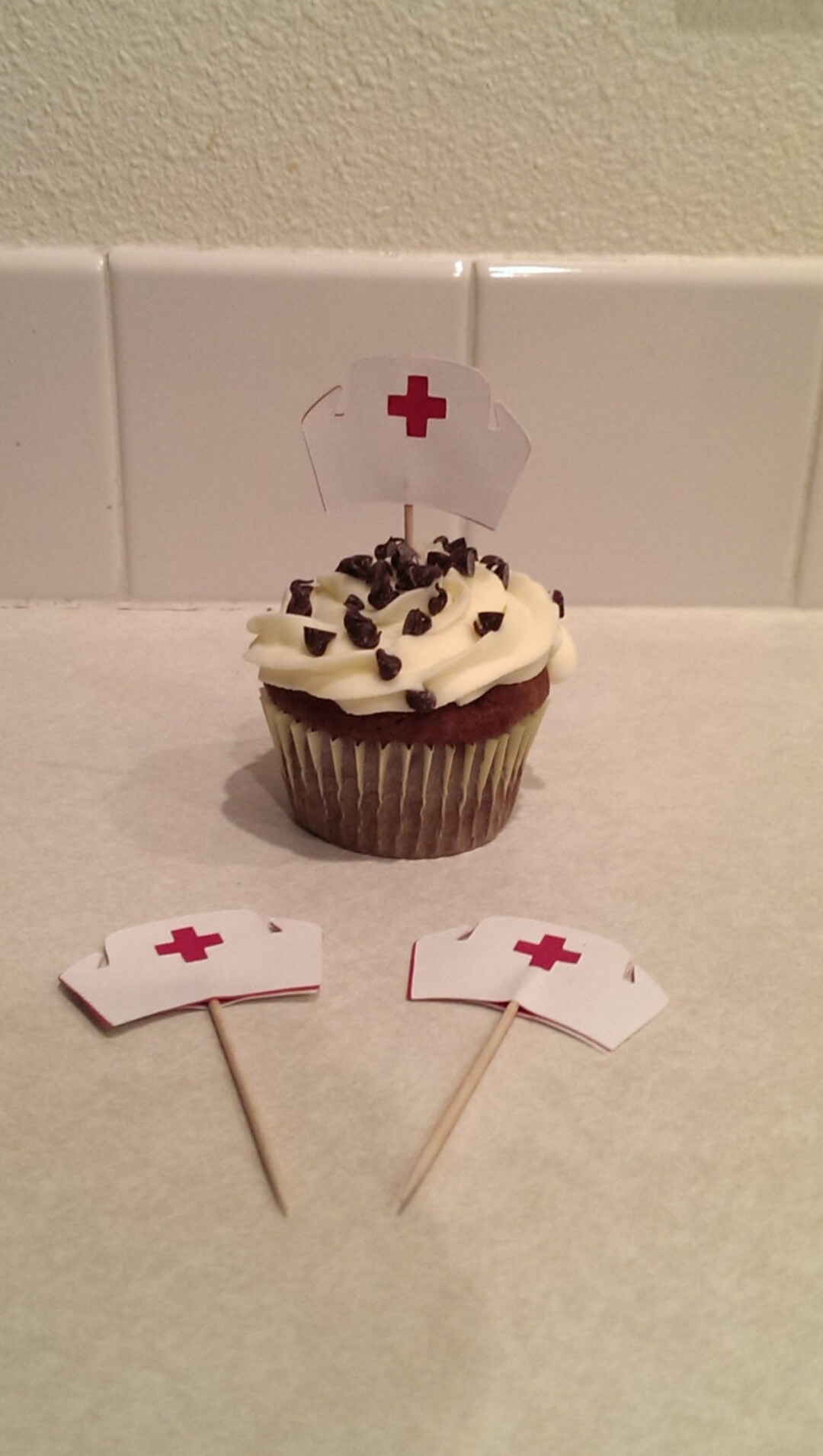 White Nursing Cap Cupcake Topper, Nursing School Graduation Decorations ...