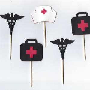 12 Medical Cupcake Toppers, Medical Party Picks - Cupcake Topper ...