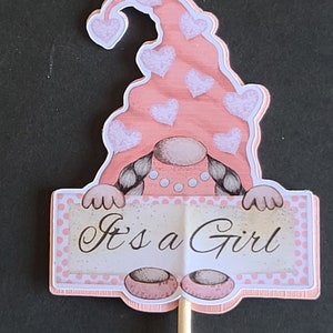 Gnome It's a Girl 12 Cupcake Toppers - Baby Gnome Party -it's a Girl ...