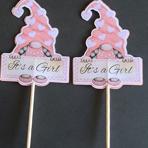 Gnome It's a Girl 12 Cupcake Toppers - Baby Gnome Party -it's a Girl ...