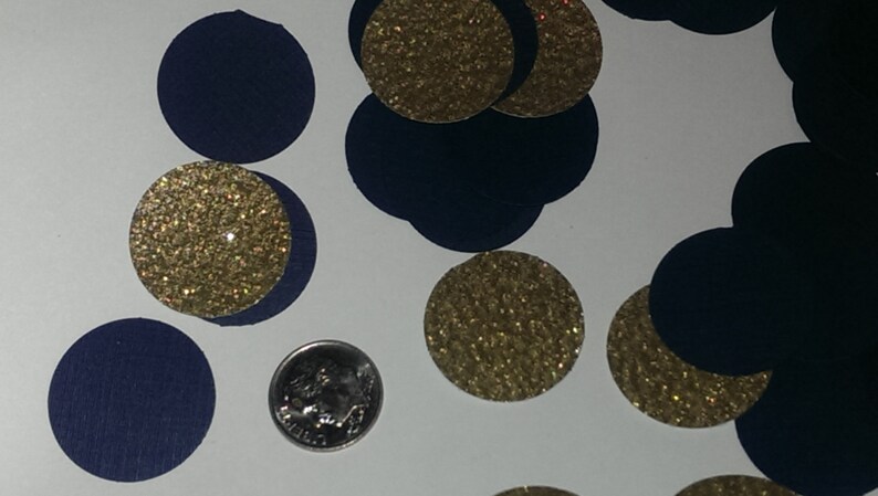 Navy and Gold Confetti Round Confetti Bridal Shower Decor - Etsy