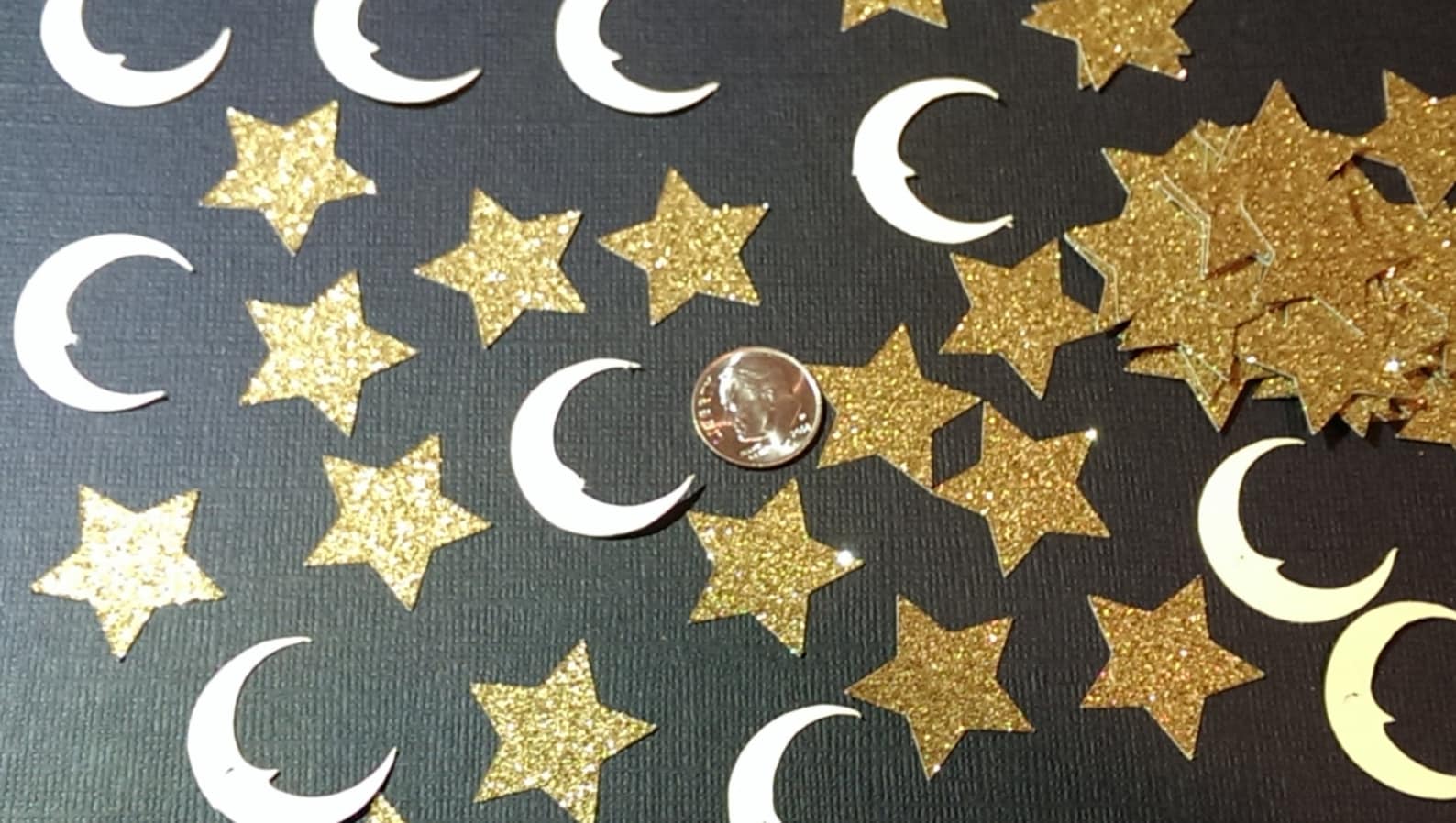 100 Moon & Stars Paper Confetti, Table Scatter, Cutouts Birthday ...